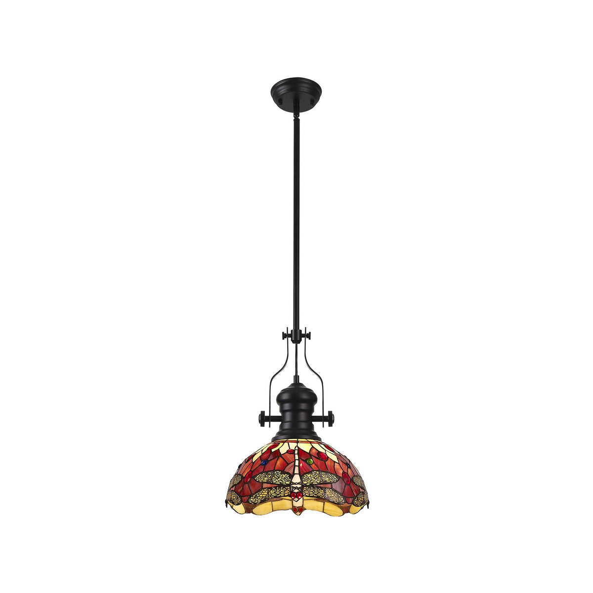 Nelson Lighting NLK15089 Louis, Heidi 1 Light Pendant Matt Black Purpl