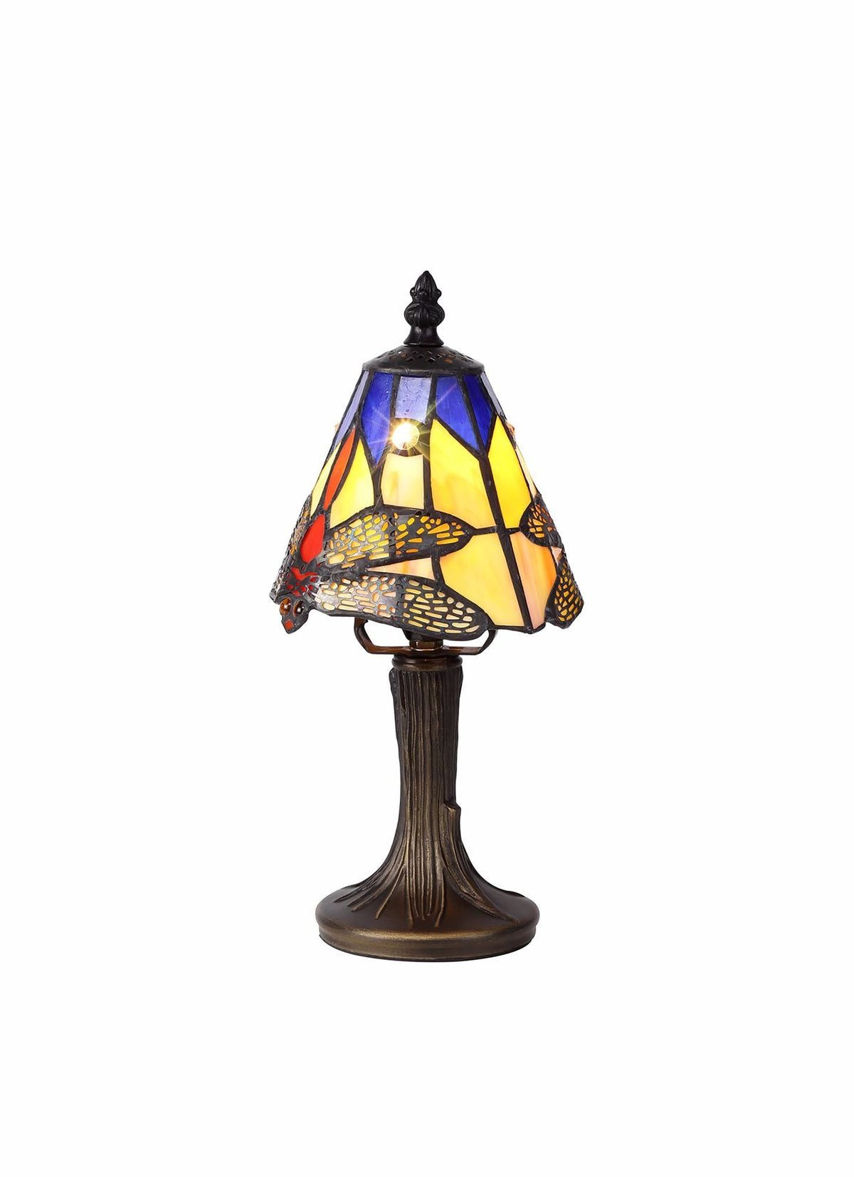 Nelson Lighting NL82729 Heidi Tiffany Table Lamp Black/Gold, Blue/Oran